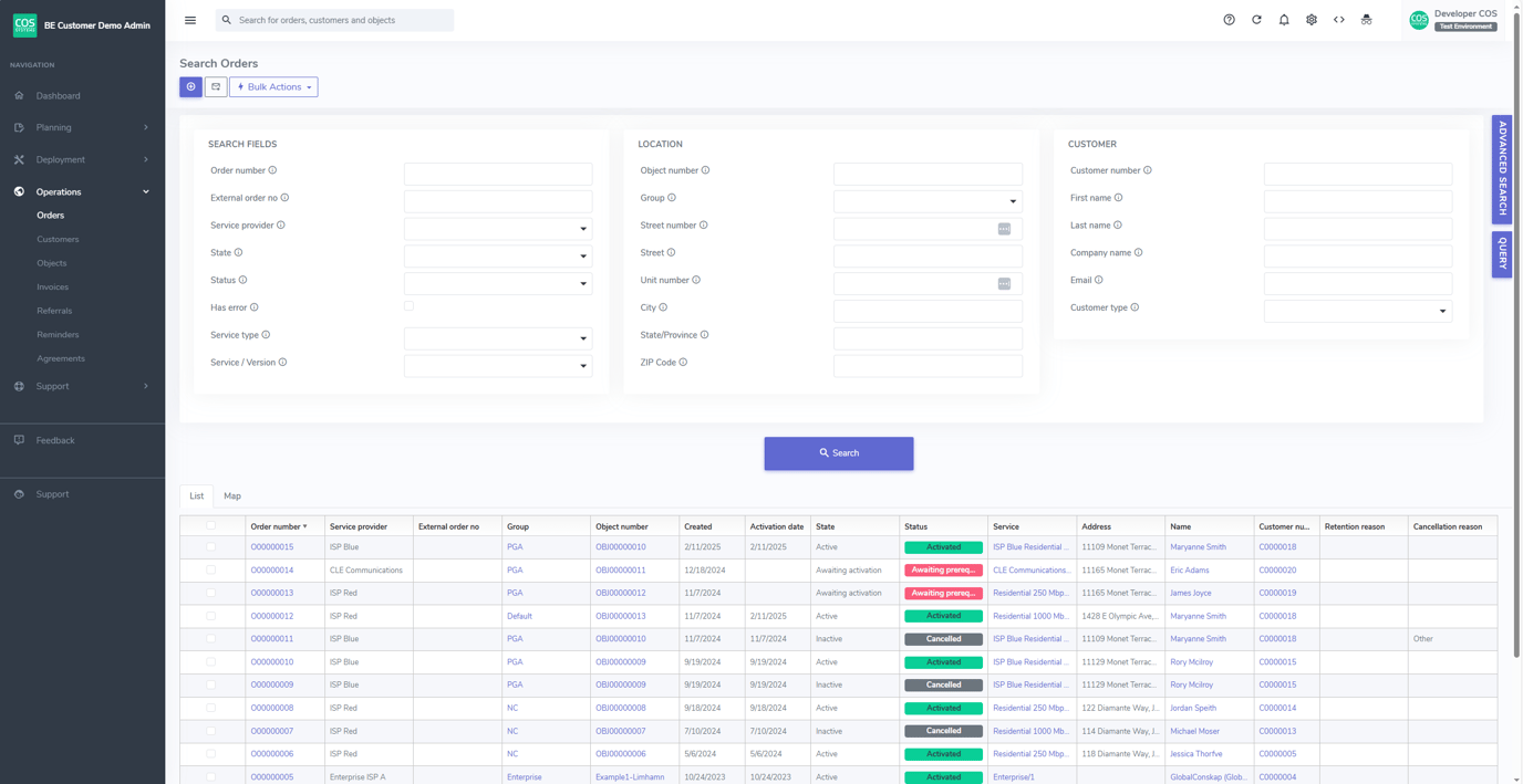 An Overview on the Orders Page in Business Engine